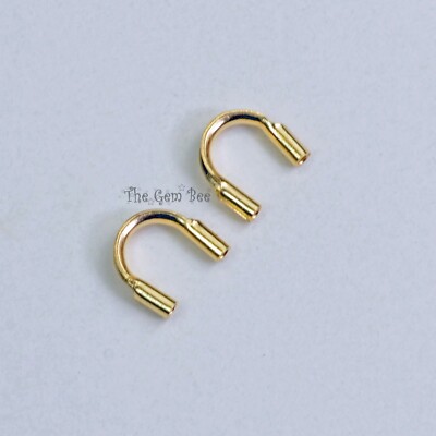 14K Solid Yellow Gold Wire Guard Cord Crimp Cover Stringing Finding ...