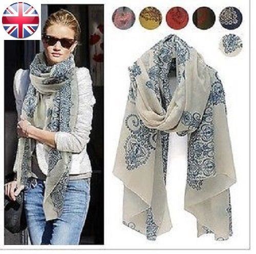 UK Women Ladies Vintage Long Scarf Shawl Wrap Scarves | eBay UK