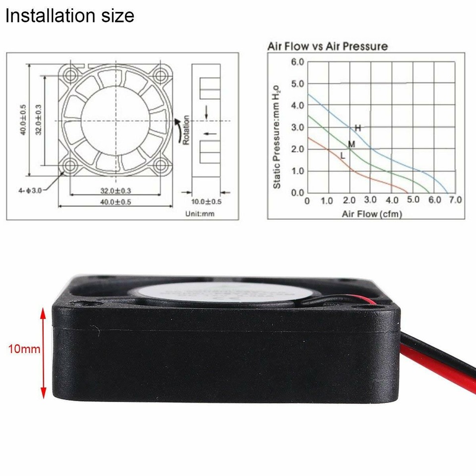 8Pack Quiet Fan 12V 0.08A 40X40X10mm Cooling Fan For 3D Printer DVR ...