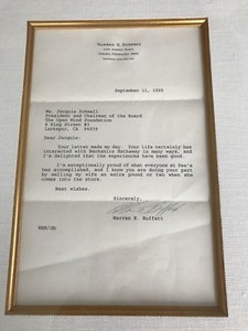 1995 rare Warren Buffett Signed Autograph LETTER See's mention Mrs ...