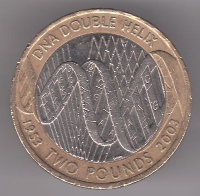 United Kingdom £2 Pounds Copper- Nickel Brass Coin - DNA Double Helix ...