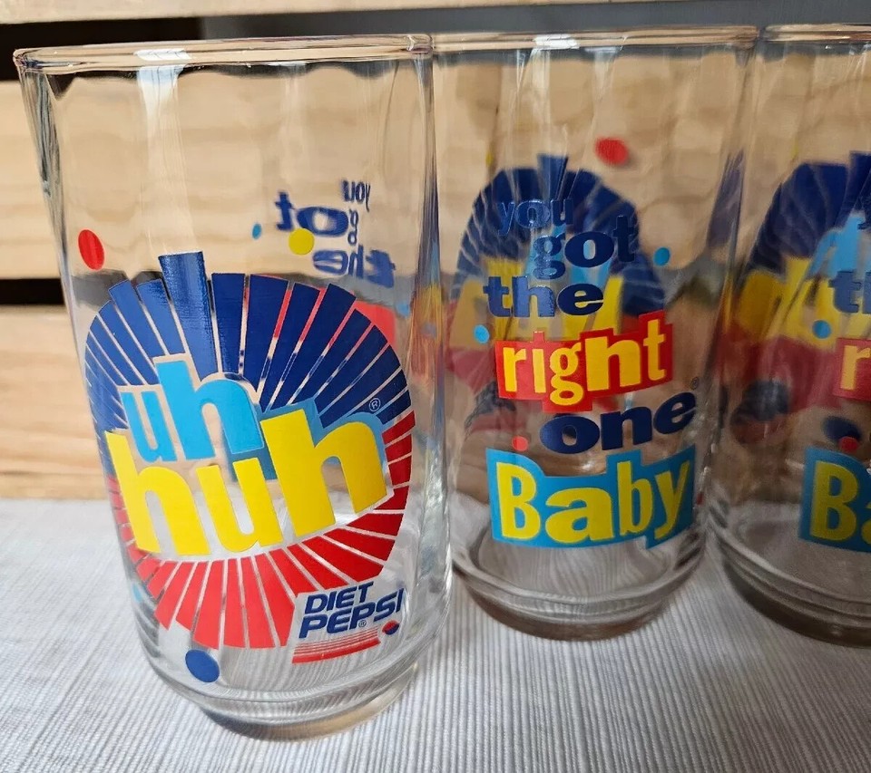Vtg 1990s Diet Pepsi Drinking Glass Lot You Got The Right One Baby Uh ...