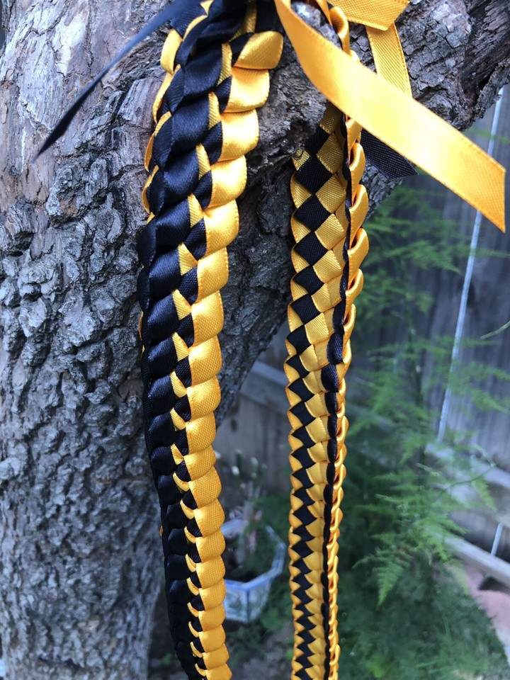 Black & Gold Ribbon Double Ribbon Graduation Lei (Custom orders ...