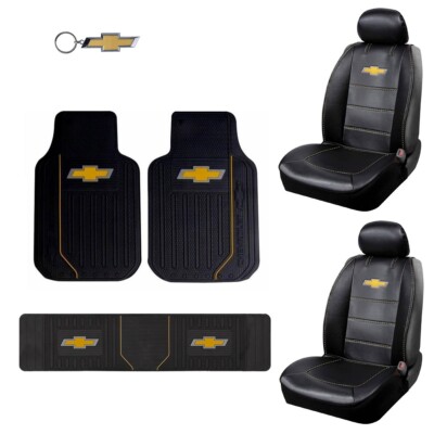 New 6pc Chevy Bow Tie Logo Car Truck Floor Mats Runner Seat Covers ...