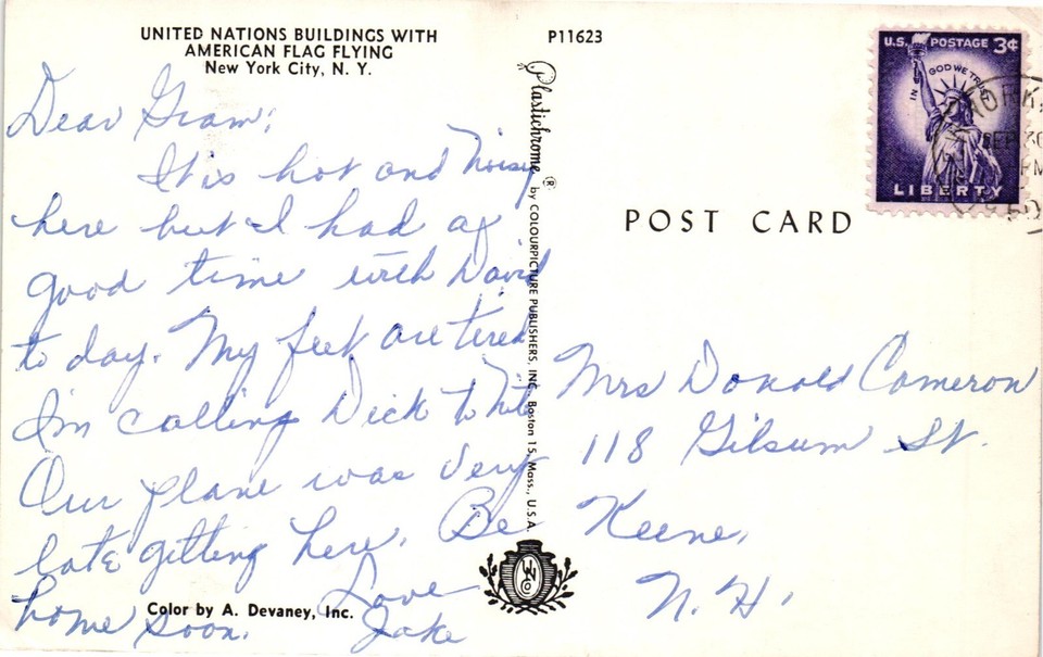 1960 United Nations Buildings With American Flag Flying New York Vtg ...