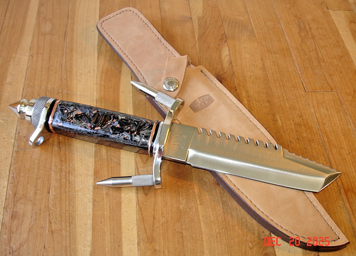 JOE HOUSER CUSTOM BUCK KNIFE 184 BUCKMASTER CARBON FIBER HANDLE 425M SS ...