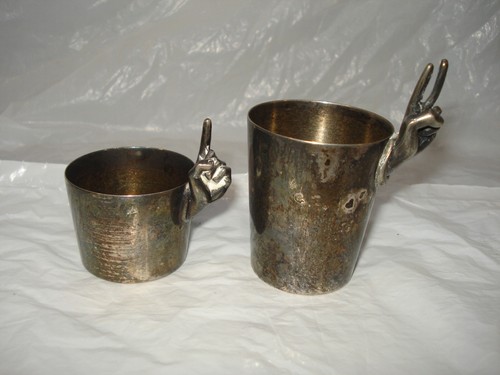 Napier Silver Plated 1 oz One Finger & 2 oz Two Finger Shot Glass Lot ...
