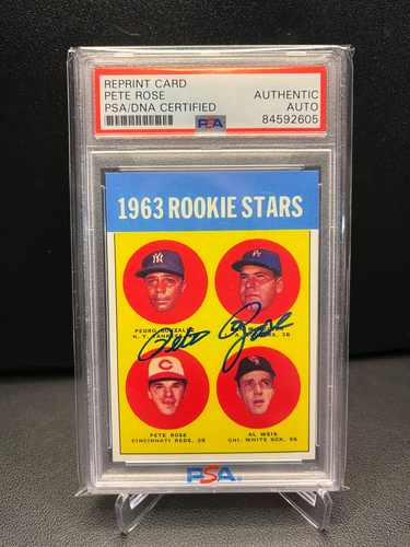 🔥 PETE ROSE 1963 Rookie Stars Reprint Auto Card PSA/DNA Certified ...