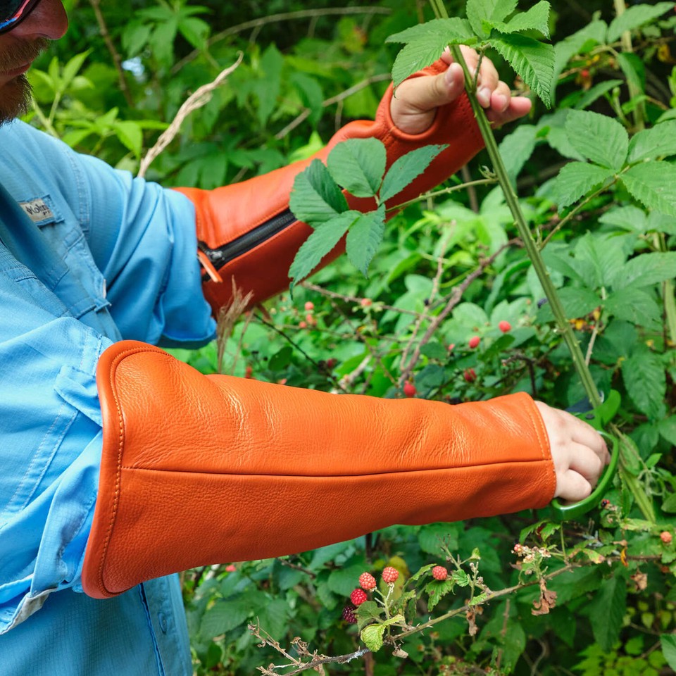 Leather Arm Chaps Safety Orange Extended Large | eBay