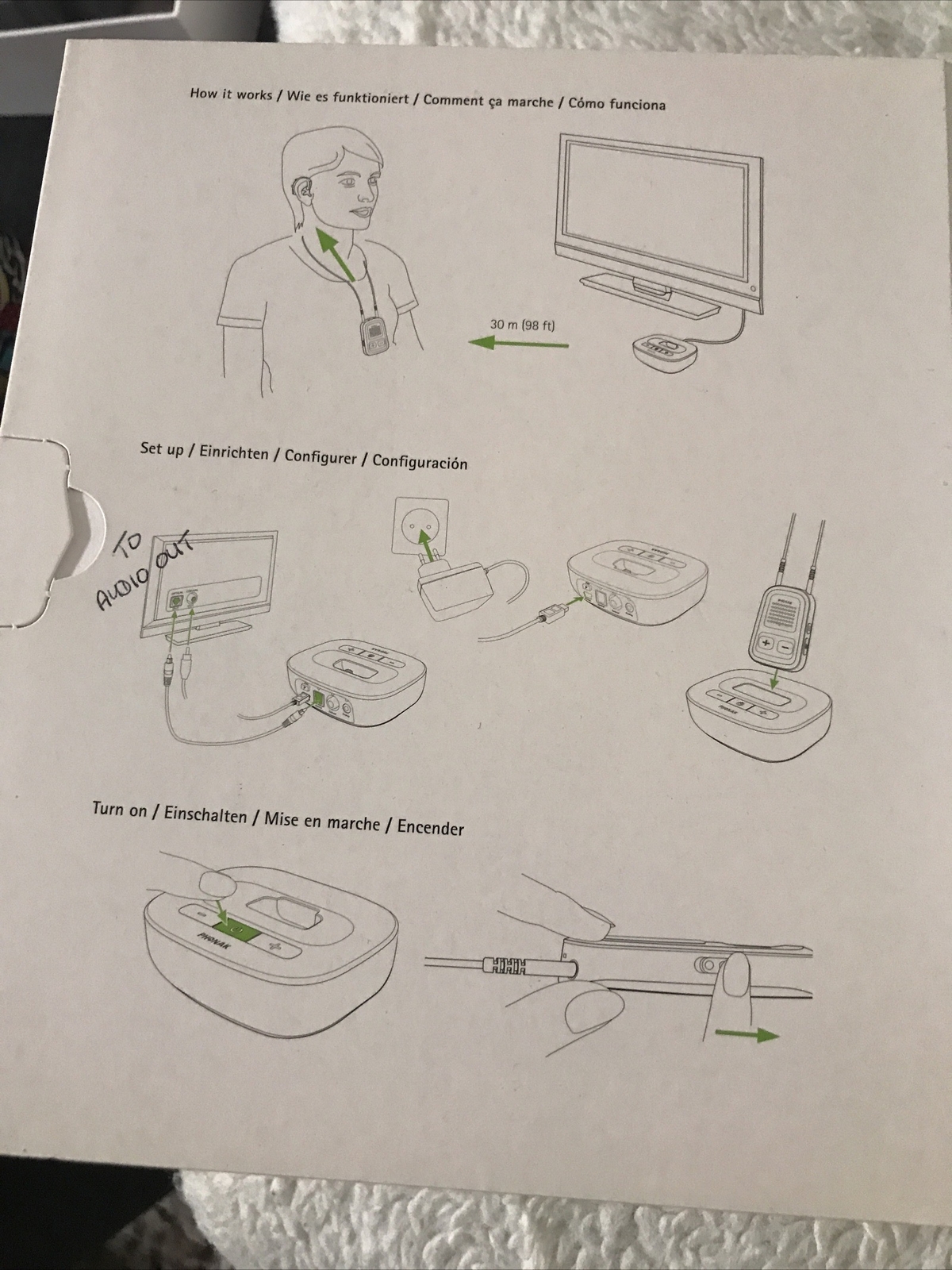Phonak ComPilot II with Phonak TV Link II Base Station TV and Music Set ...