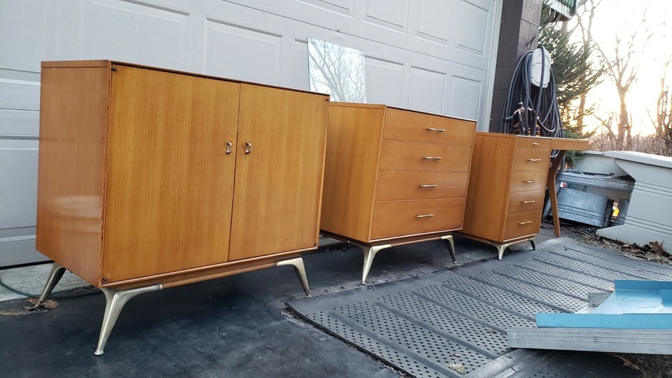 VTG Saarinen RWAY Deco Midcentury Modern OFFICE ensemble Desk Cabinet ...