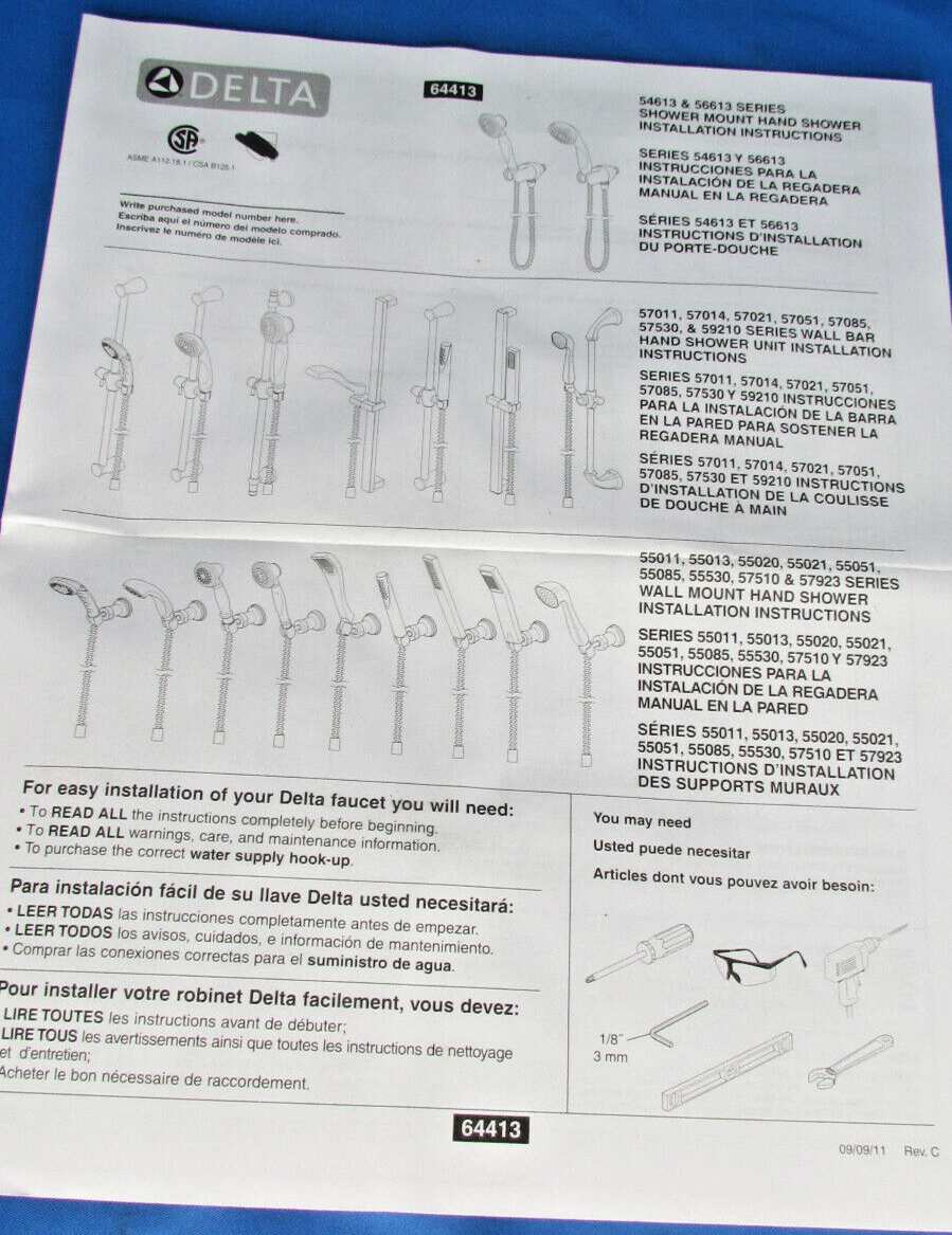 Delta 57021-RB 3-Setting Slide Bar Hand Shower - Venetian Bronze for ...