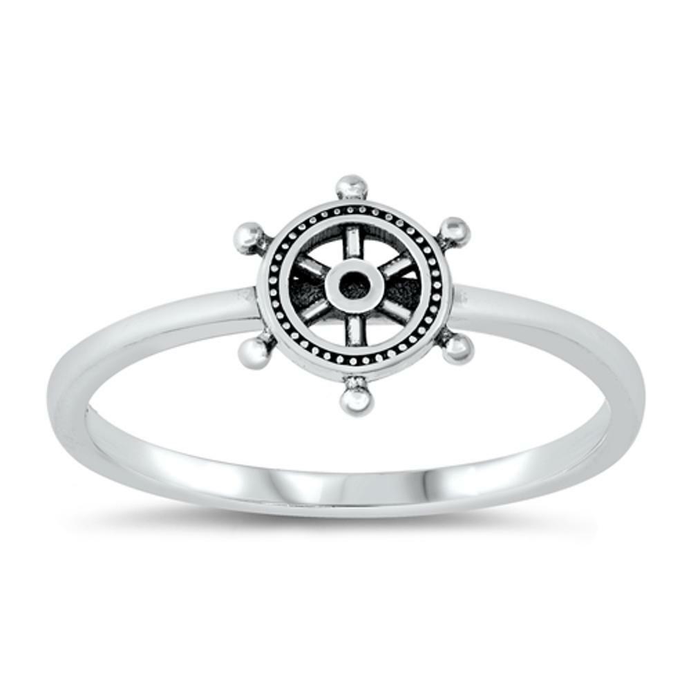 Nautical Ship Wheel Captain Ring New .925 Sterling Silver Band Sizes 4 ...