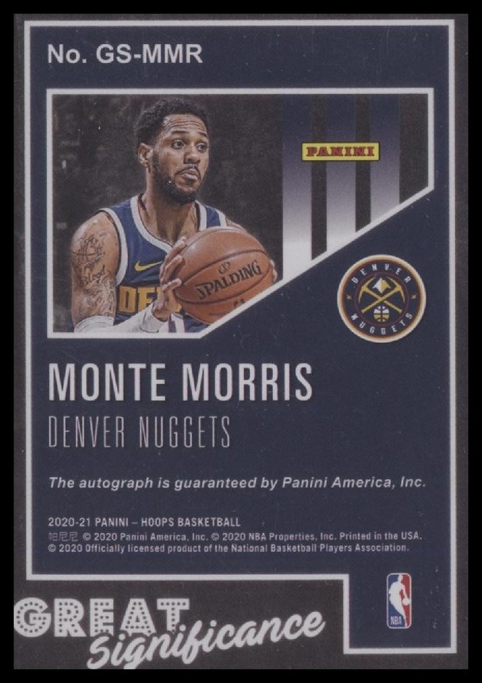 2020-21 Hoops #GS-MMR Monte Morris Great SIGnificance | eBay