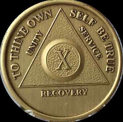 10 Year AA Medallion Alcoholics Anonymous Sobriety Chip X Ten Years ...