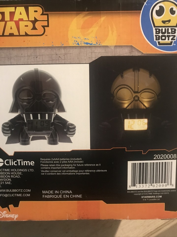 New Lego Star Wars Darth Vader Light Up Alarm Clock Bulb Botz New In ...