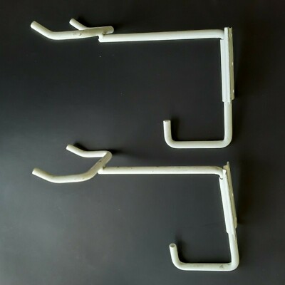 2 Steel Storage Hooks Heavy Duty Welded Stud Mounted for Garden Tools ...