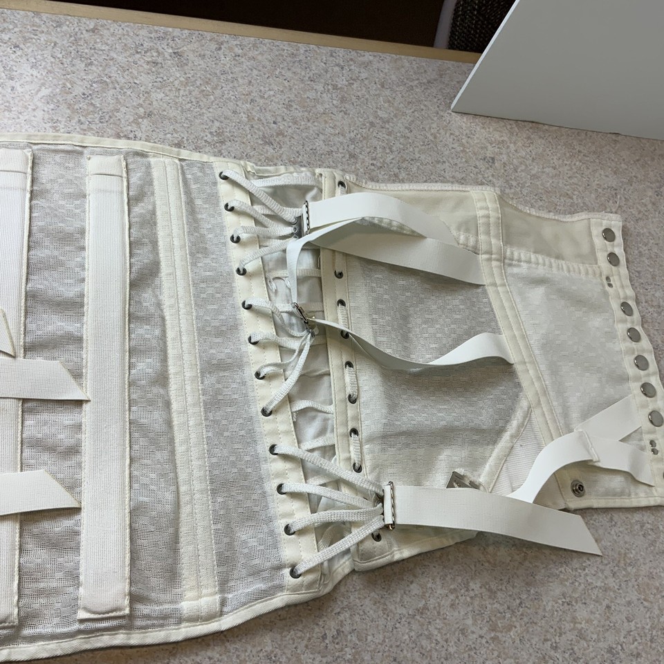 VTG Bell Horn Anatomical Support Fan Lacing Corset Girdle White Unisex ...