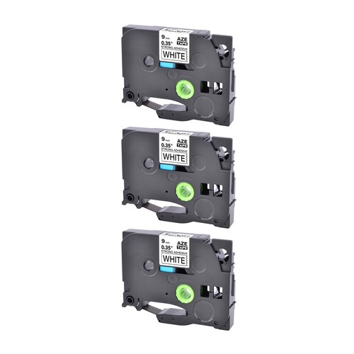 3PK Strength Adhesive Label Tape Fits Brother TZ TZe S221 9mm Black on ...