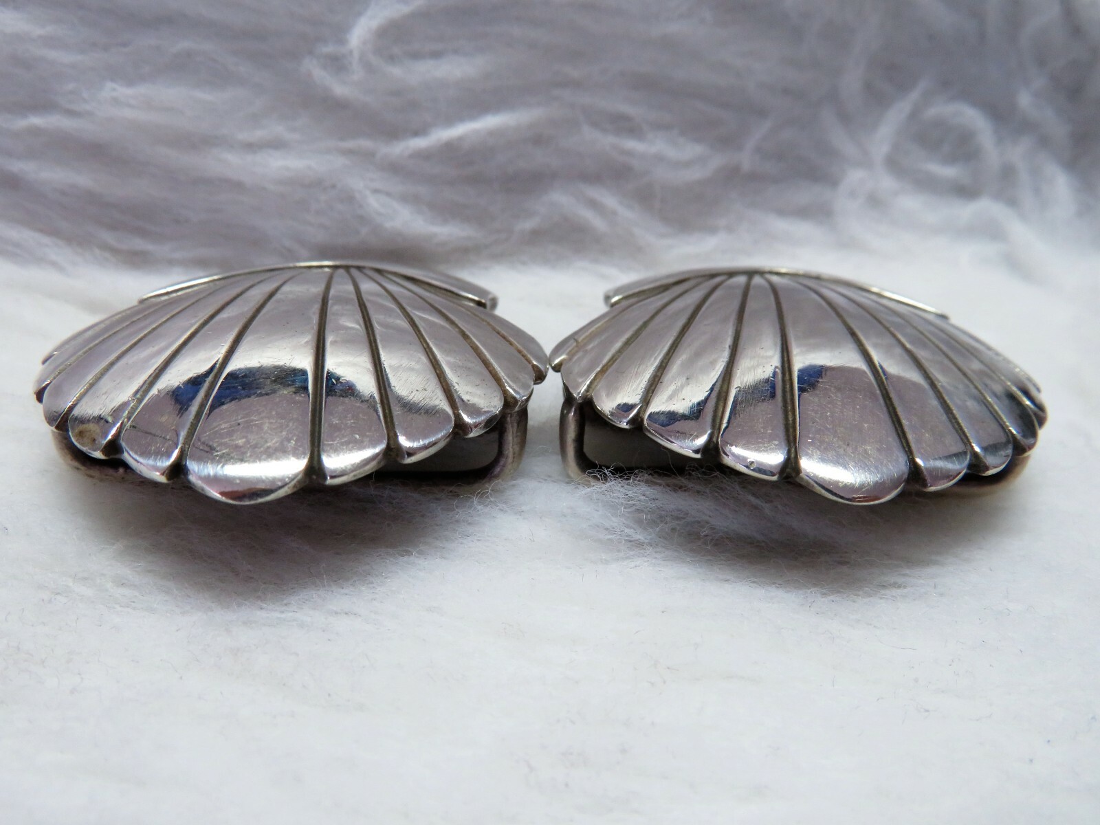 sterling 2 piece Clam Shell shaped Buckle Set | eBay