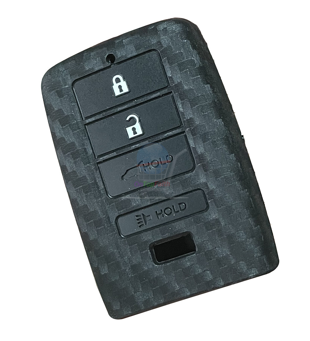Fit 2015-22 Acura ILX RLX TLX 4 Button Carbon Fiber Key Fob Silicone ...