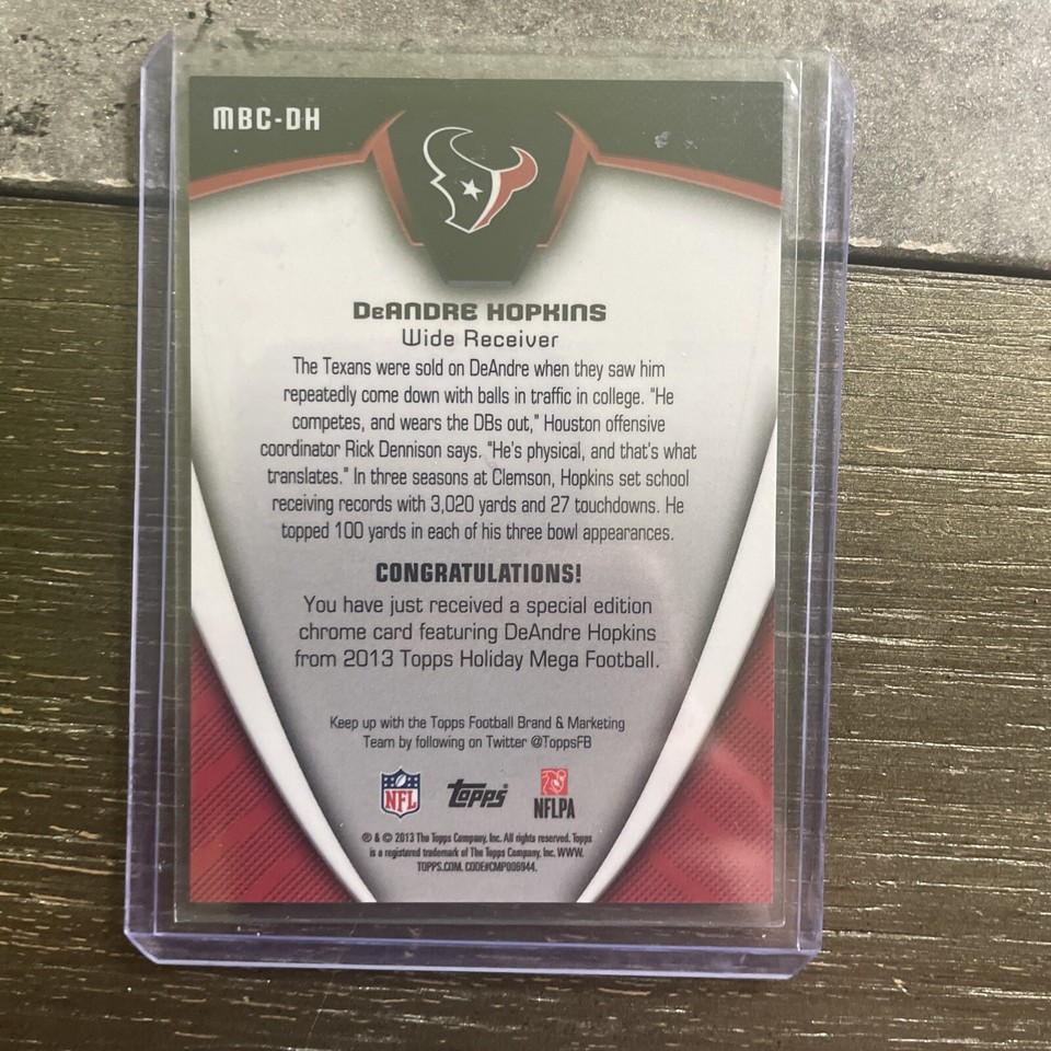 2013 Topps DeANDRE HOPKINS Holiday Mega Box Chrome RC Refractor #MBC-DH ...