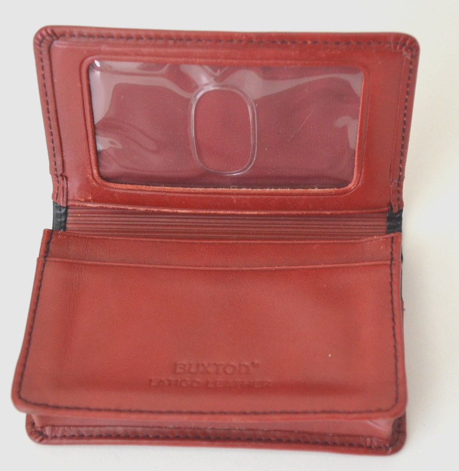 Buxton Latigo Leather Wallet Red Black 5 Pocket Card Wallet ID Slot 4 ...