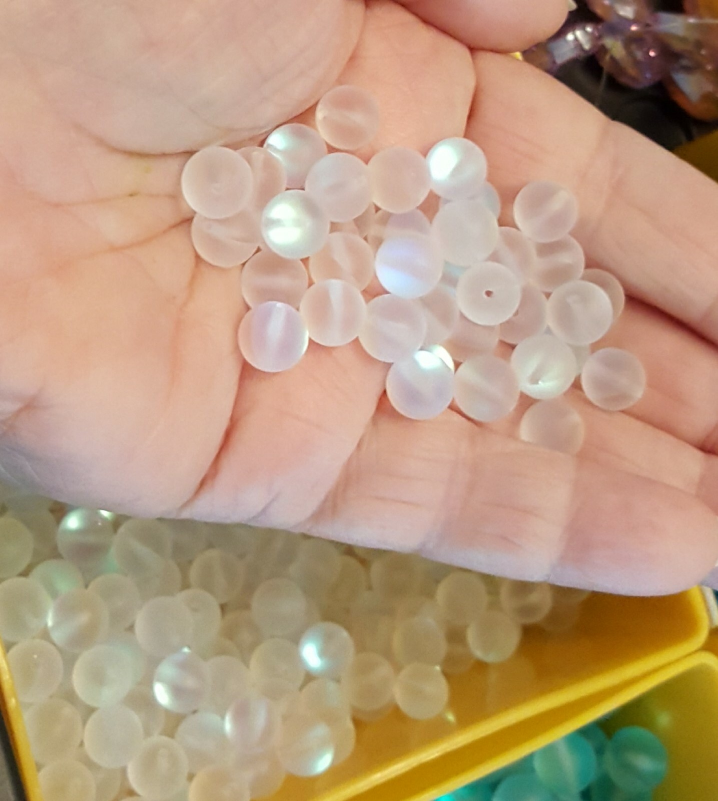CHOICE of SIze 8mm or 10mm Round White Moonglow Imitation Moonstone ...