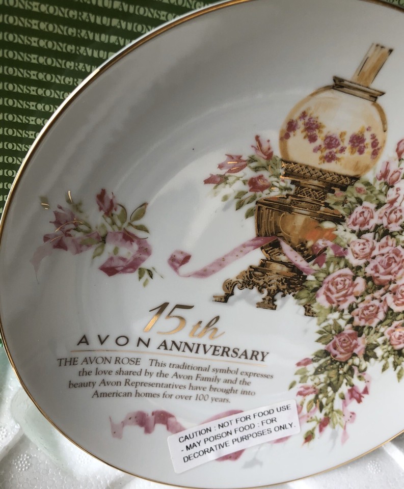 AVON 5th ANNIVERSARY "THE AVON ROSE" Trimmed 22k Gold Fine Porcelain | eBay