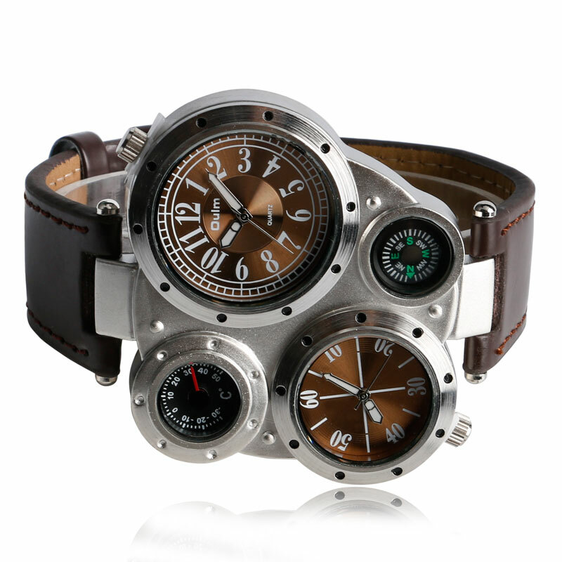 Oulm Mens Watches Antique Quartz Watch Sport Wristwatch Casual Leather ...