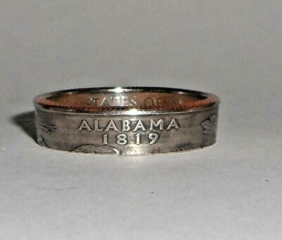"Sealed" ALABAMA US STATE QUARTER handcrafted coin ring or pendant size ...