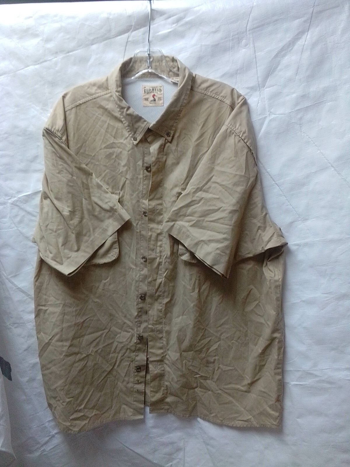 RedHead 2XL Khaki Short Sleeve Button Up Collared Fishing Shirt | eBay