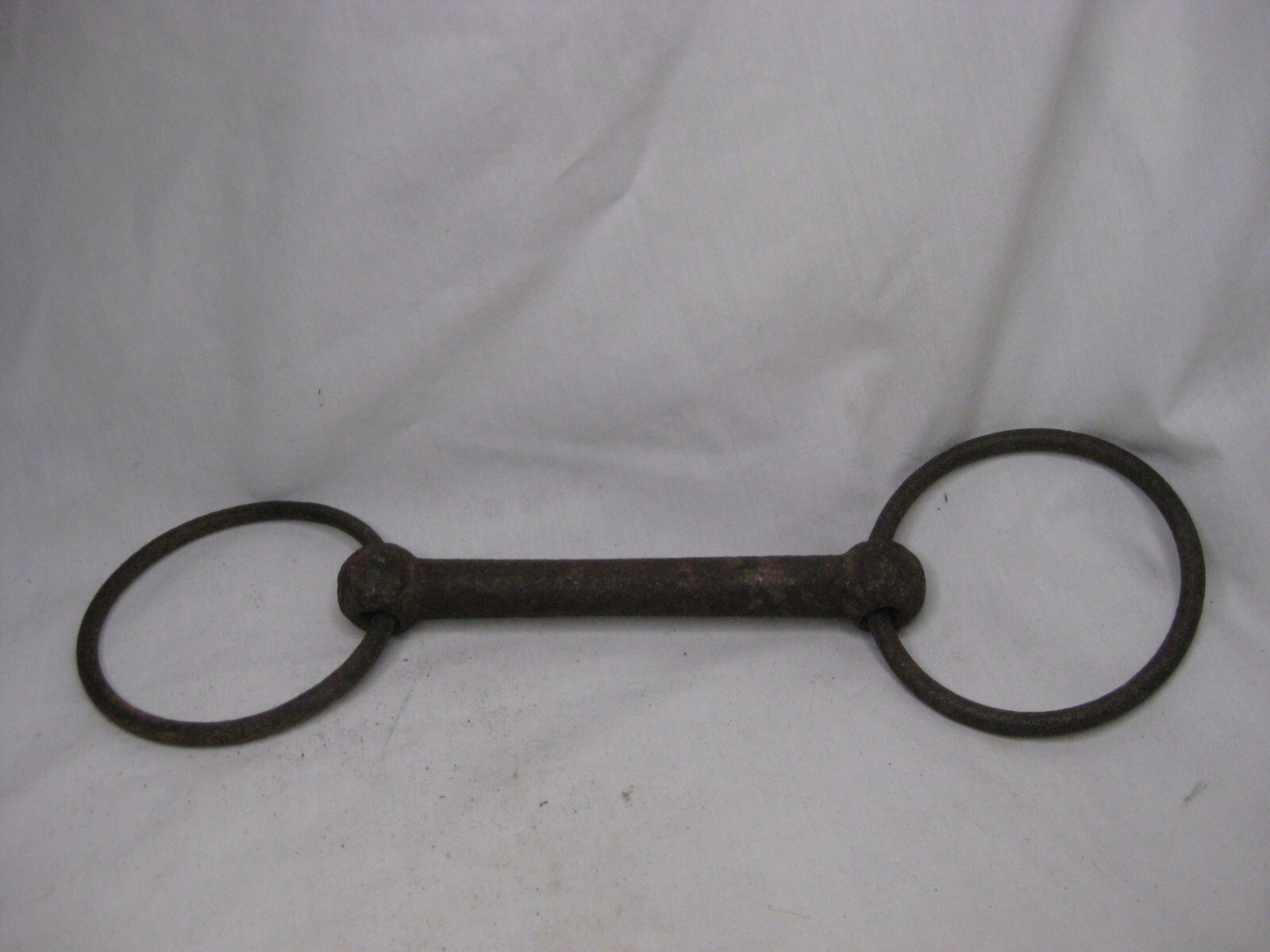 vintage antique snaffle bit double ring cast iron bar horse equestrian ...