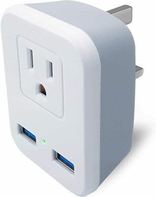 UK Travel Adapter Converter Wall Plug Dual USB for US to Type G Outlet ...