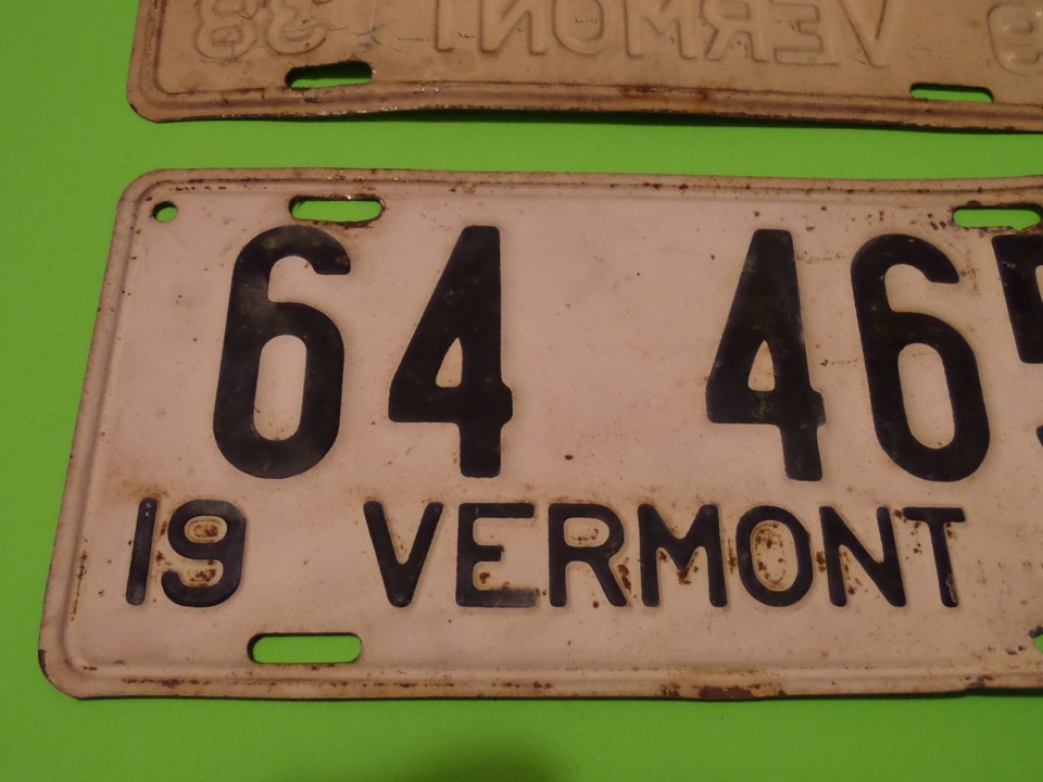 VINTAGE 1938 VERMONT LICENSE PLATE PAIR 64-465 | eBay