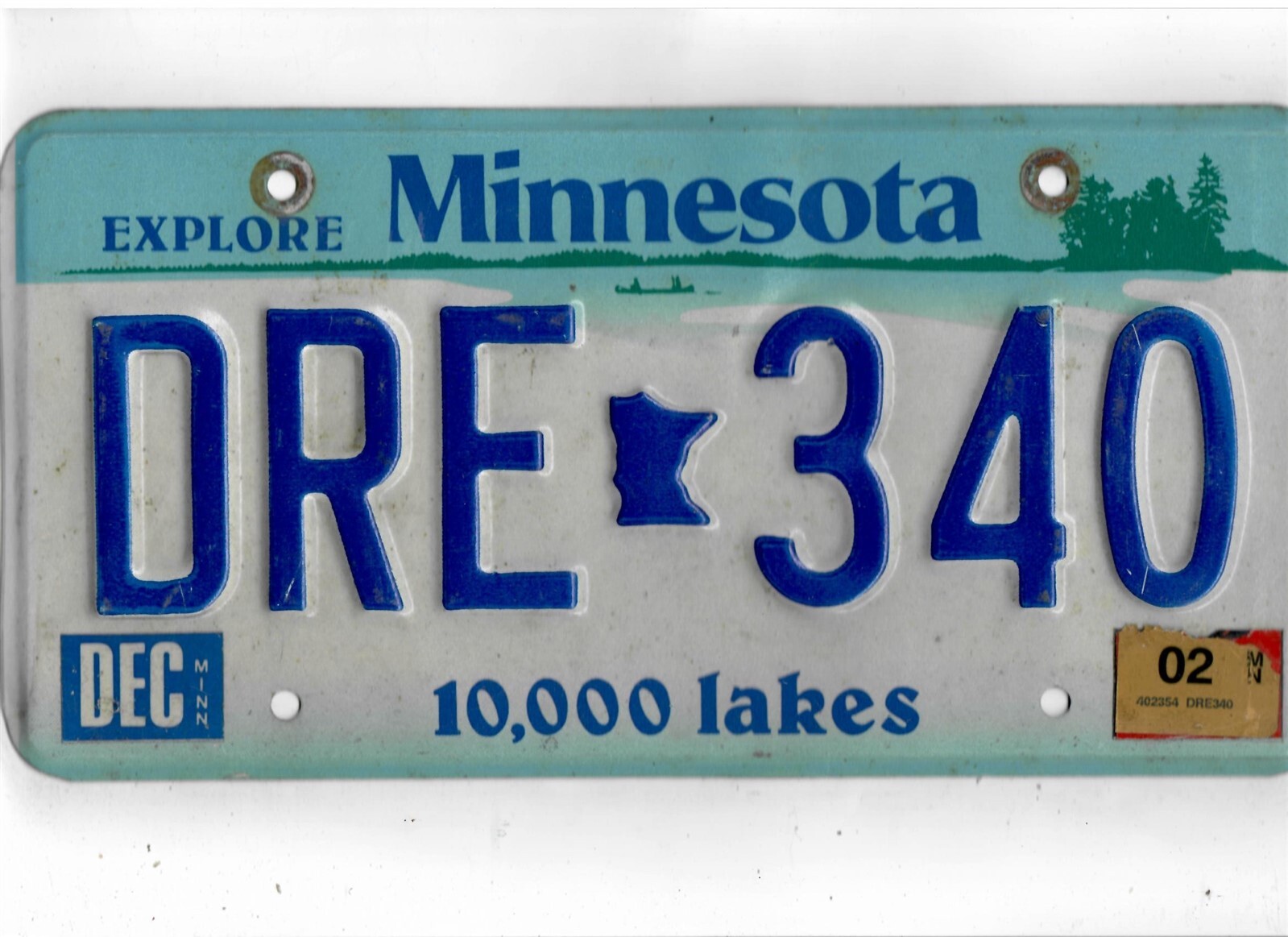 MINNESOTA passenger 2002 license plate "DRE 340" (Dr. Dre?) | eBay