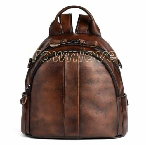 Women's Genuine Real Cow Leather Backpack Handbag Purse Satchel Travel ...