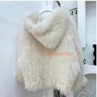 Womens 100% Real Fox Fur Weave Coat Bat Sleeve Hooded Jacket Warm ...