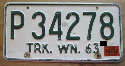 Washington 1963 FARM TRUCK License Plate # P34278 | eBay