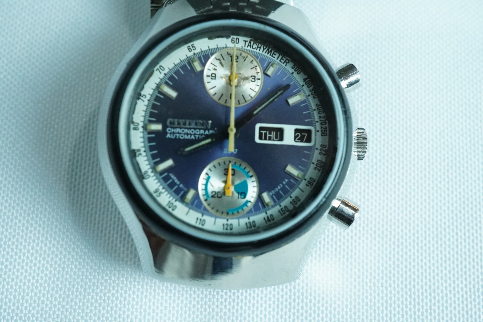 CITIZEN BLUE SILVER 4-901037TA FLYBLACK 67-9038 CHRONOGRAPH AUTO JAPAN ...