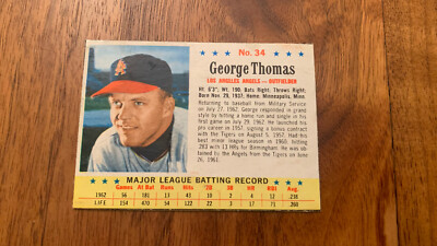 1963 Post #34 George Thomas L.A. Angels | eBay