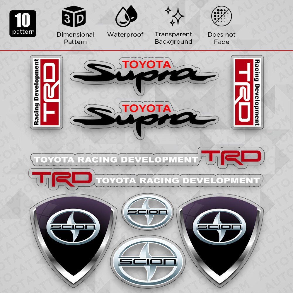 Toyota TRD Supra Sport Racing Scion Medal Car Logo 3D Sticker Vinyl ...