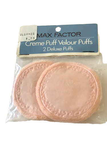 1950s MAX FACTOR 2 PINK LOGOED POWDER PUFFS for CREAM PUFF COMPACT ...