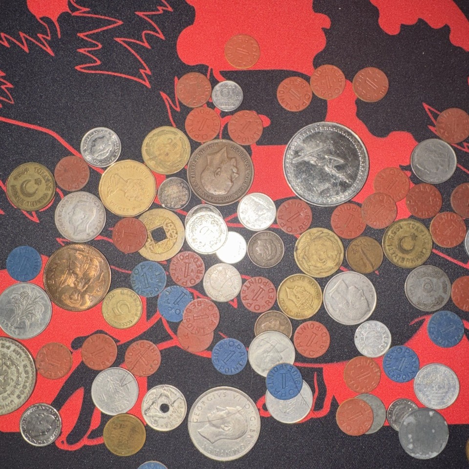 Lot Of Foreign Coins And WW2 only Coins. Notes. Collectibles! Vintage ...