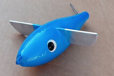 13" FLOATING TEASER TROLLING BIRD BLUE WOOD MARLIN TUNA SPREADER BARS ...