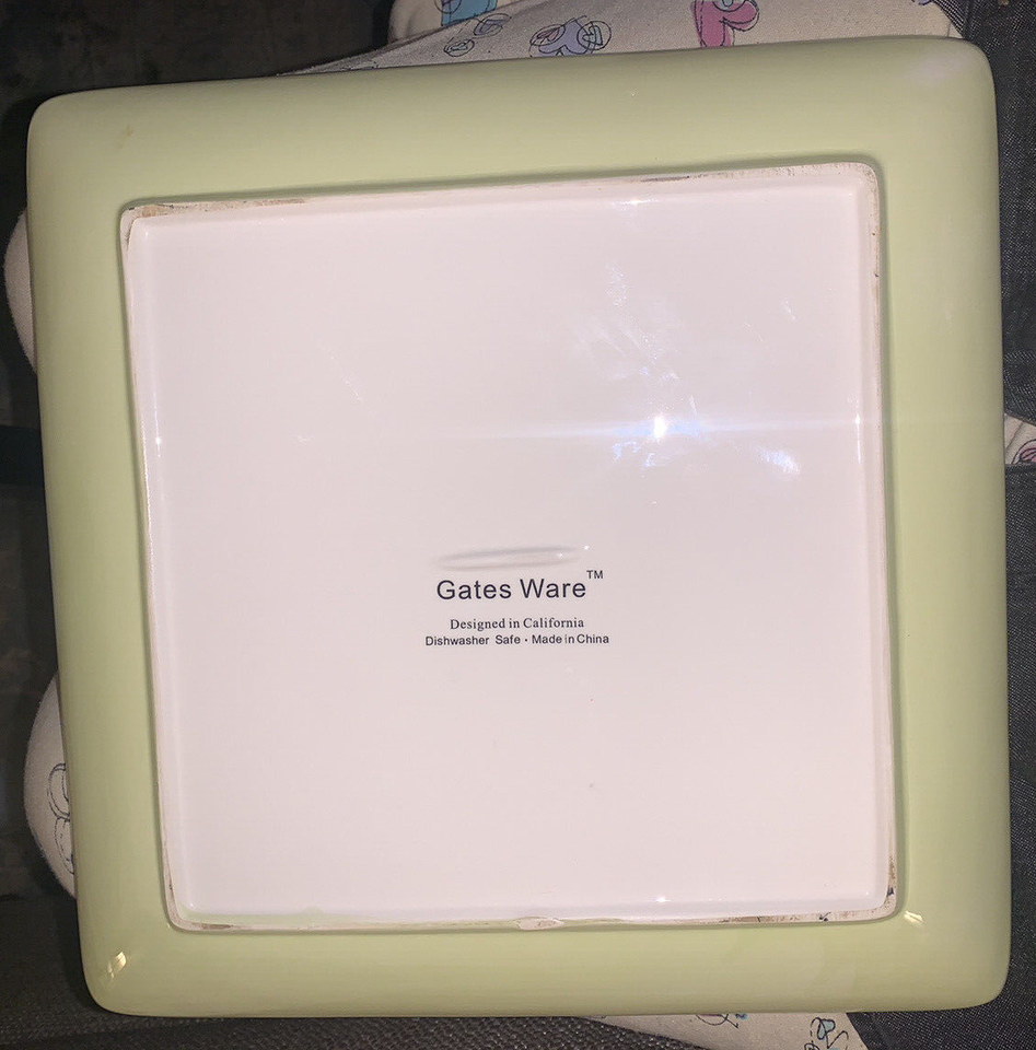 Gates Wear Square Green 11" Plate Tray Jungle Flowers Vintage | eBay
