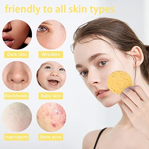 50-Count Facial Sponges Compressed Natural Cellulose Sponge Round Shape ...