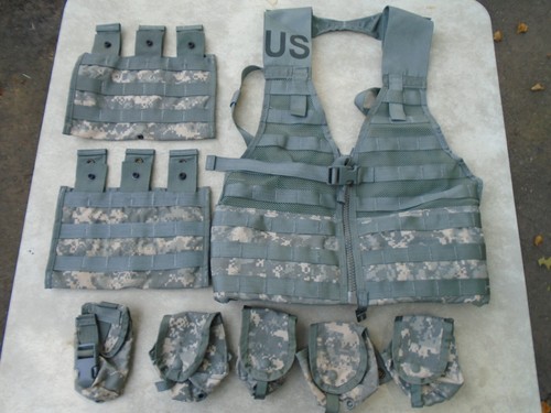 USGI Molle II ACU Fighting Load Carrier FLC Vest Harness w/ 7 Pouches ...