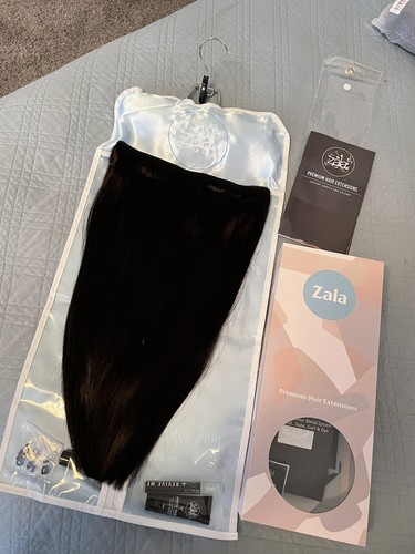 100% Human Remy Hair 16”- Zala Halo -Extra Thick - Color- Natural Black ...