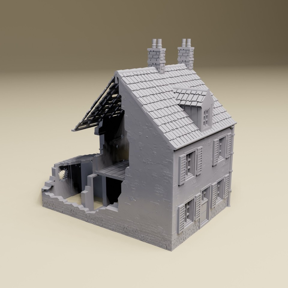 Destroyed Carentan House - WWII tabletop wargaming terrain 28mm, 20mm ...
